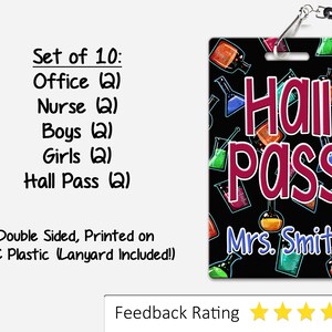 Science Beakers Theme Classroom Hall Passes for Teachers, Personalized ...