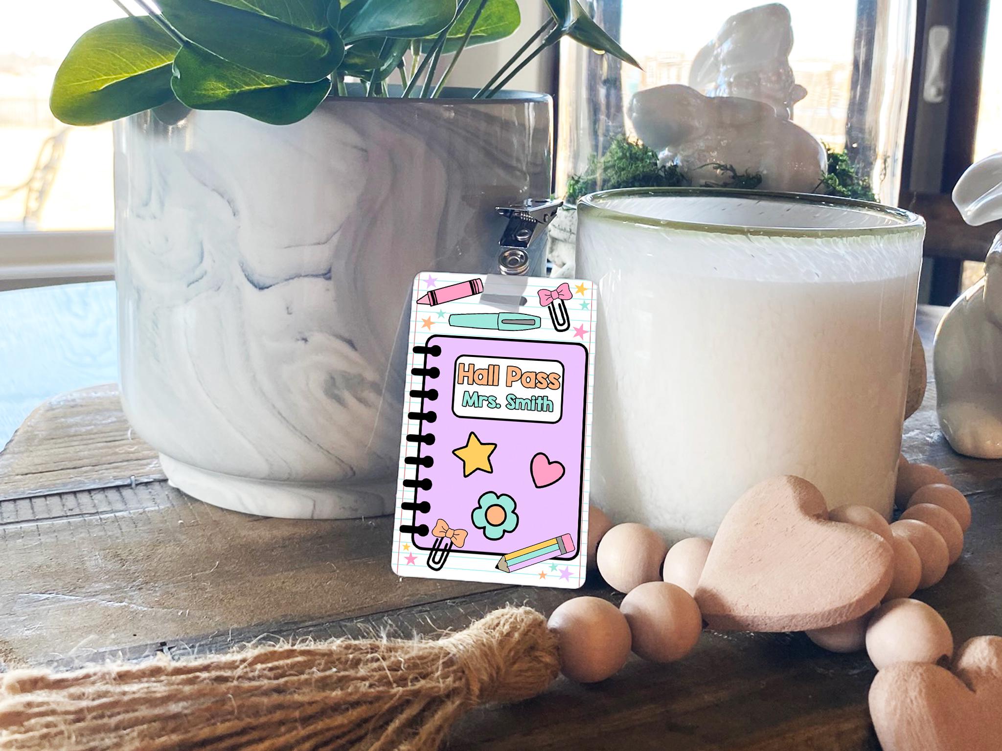 Pastel Notebook Theme Classroom Hall Passes for Teachers, Personalized ...