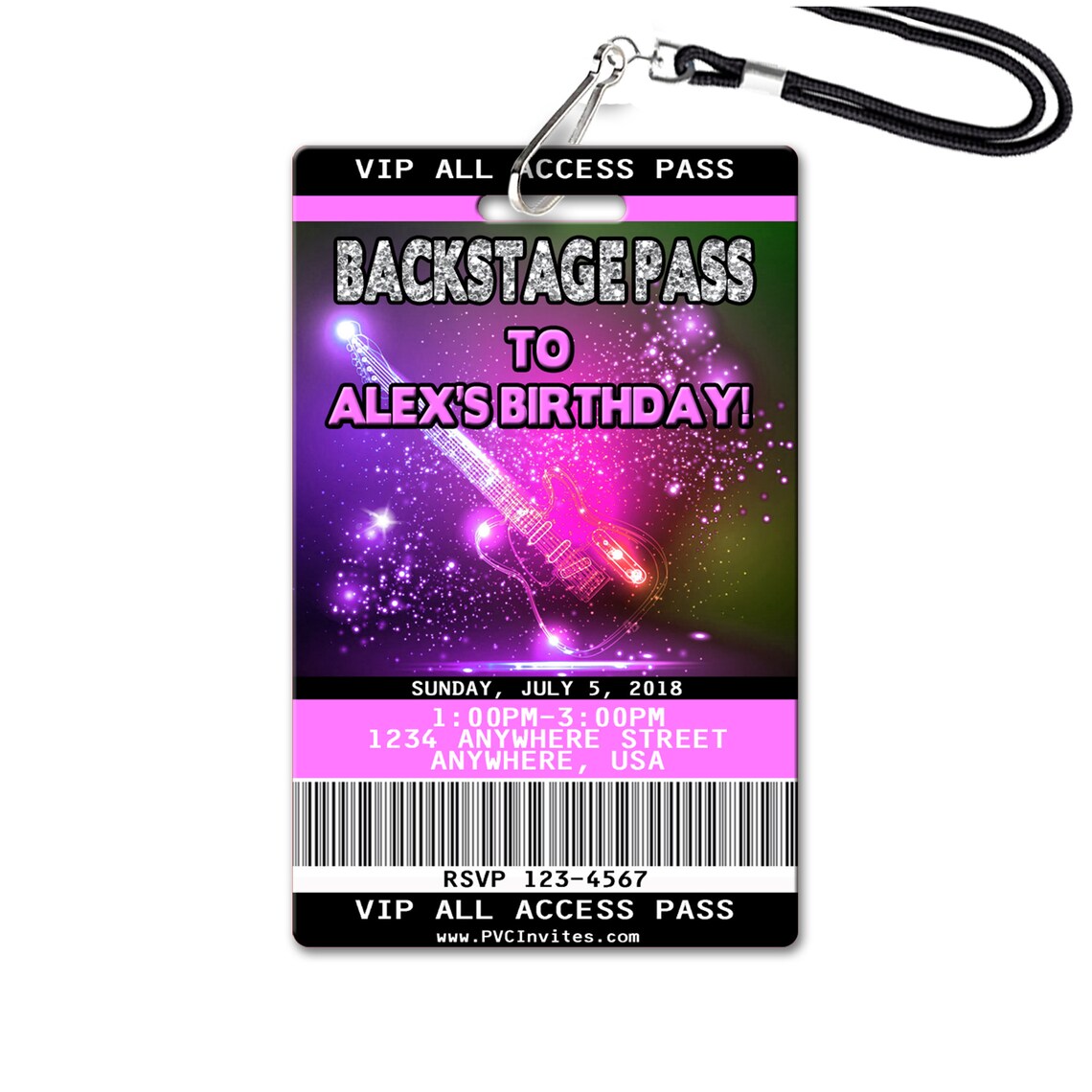 Backstage Pass Birthday Invitation PLASTIC Backstage Pass | Etsy