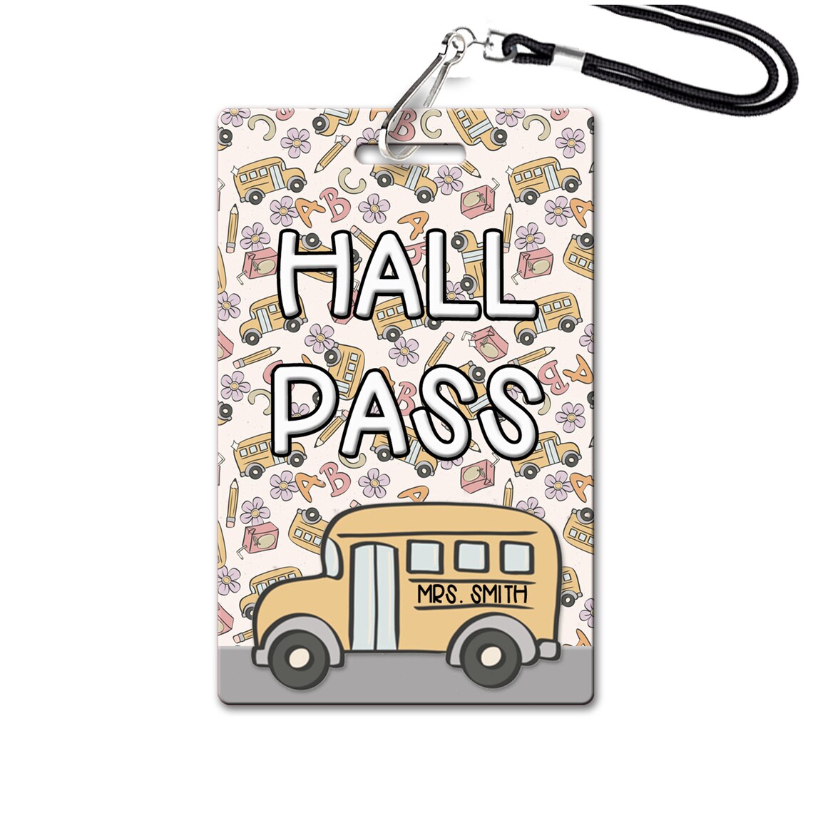 School Bus Theme Classroom Hall Passes for Teachers, Personalized, Set ...