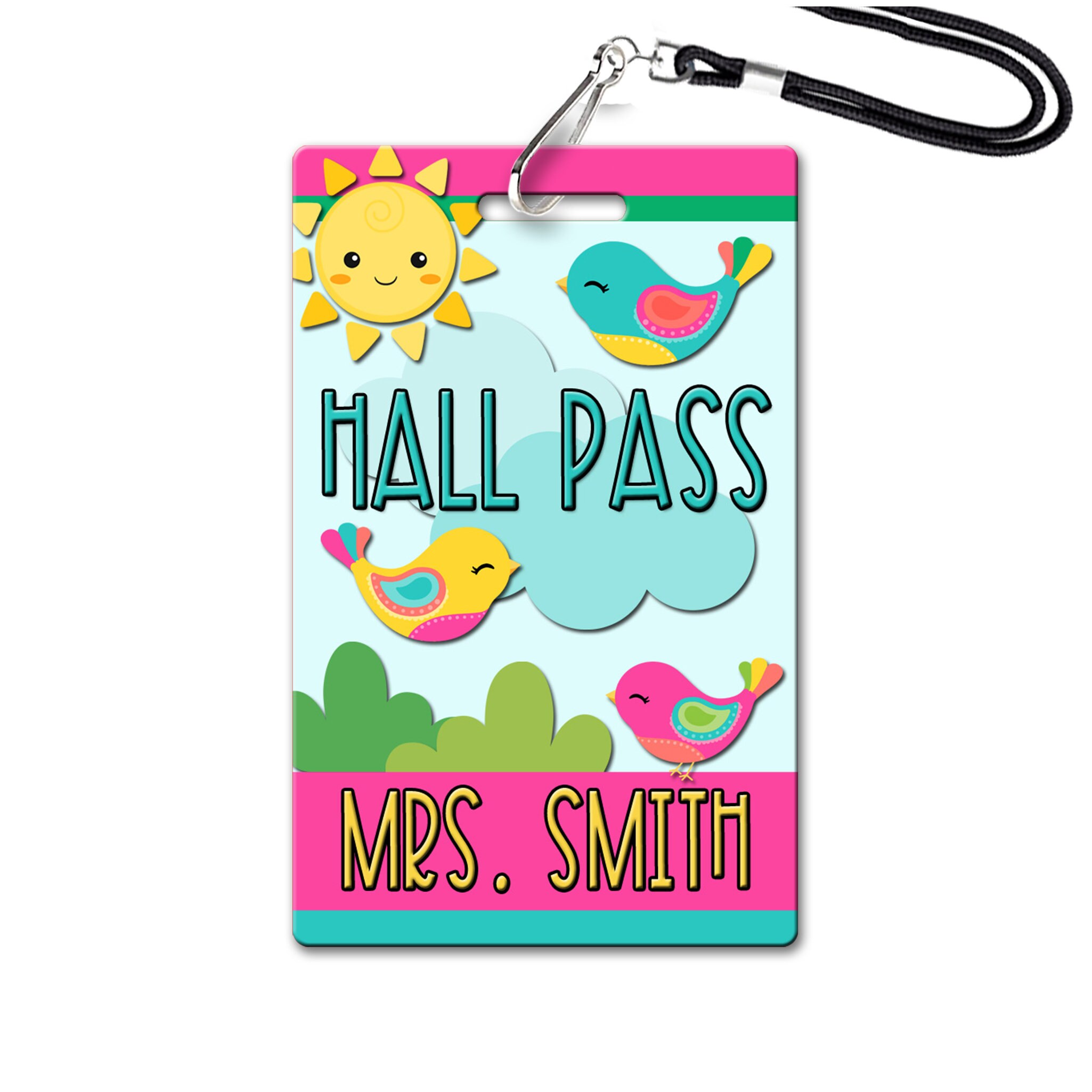 Birds Theme Classroom Hall Passes for Teachers, Personalized - Made of ...