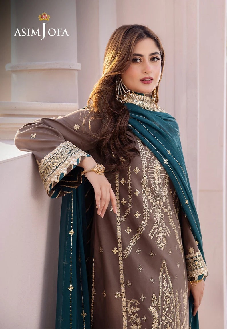 Asim Jofa Dhanak Rang Collection Salwar Kameez Grey Dress Party Wear Punjabi Suit Wedding Dress ...