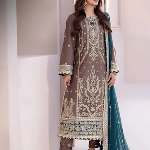 Asim Jofa Dhanak Rang Collection Salwar Kameez Grey Dress Party Wear Punjabi Suit Wedding Dress ...