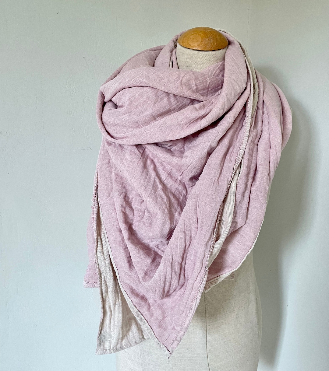 Muslin Cloth Vintage XXL Square Pink Vintage Gray Wrap Scarf Loop Scarf ...
