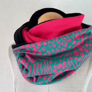 Loop Scarf Scarf Winter Scarf Cloth Jersey Black Fuchsia Margenta Green Neon Pink Fleece ...