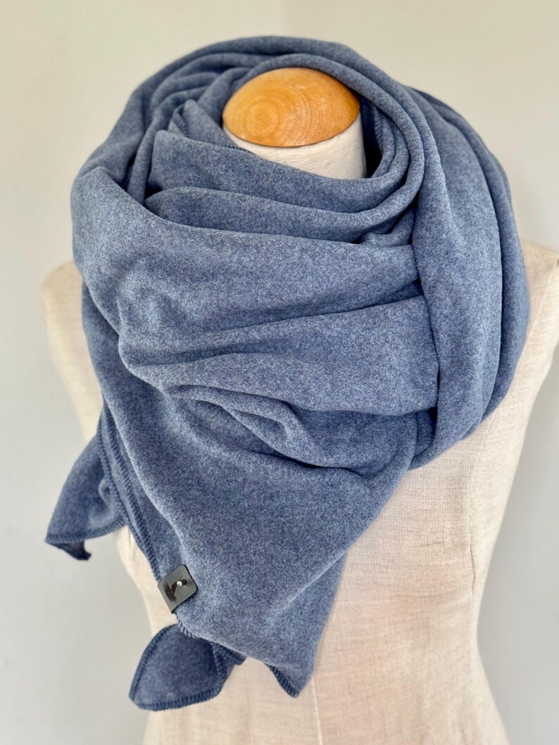 Organic Cotton Triangle Scarf XXL Wrap Scarf Blue Denim Blue Cotton ...