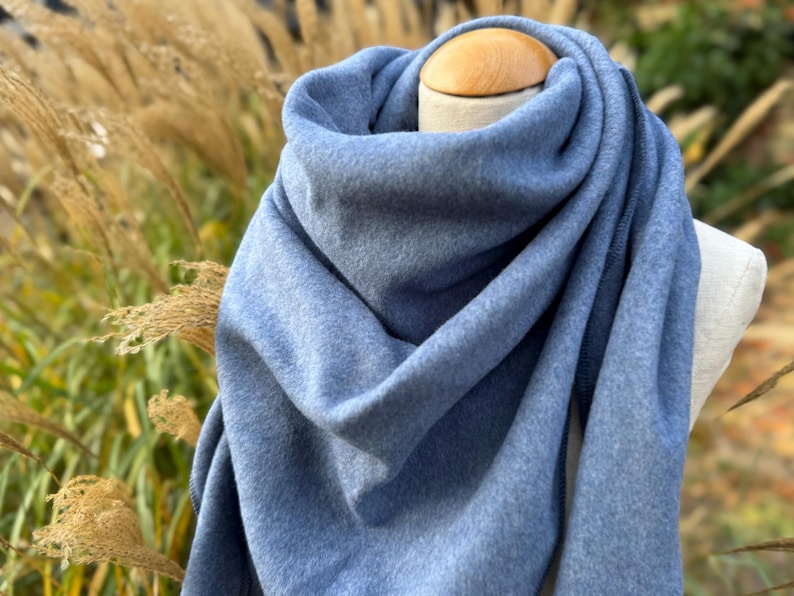 Organic Cotton Triangle Scarf XXL Wrap Scarf Blue Denim Blue Cotton ...