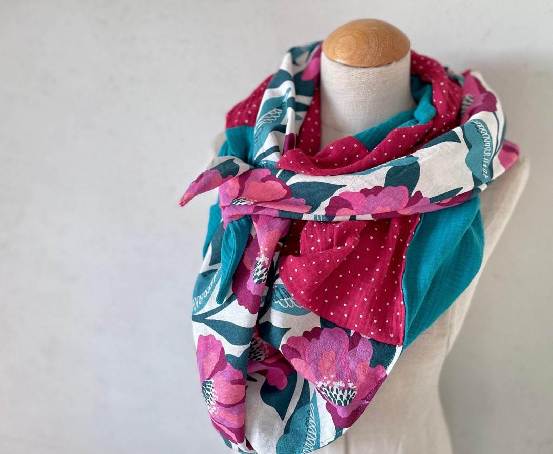 Triangular Scarf Wrap Scarf Loop Scarf Muslin Cloth Scarf Linen Neckerchief Stole Summer Scarf ...