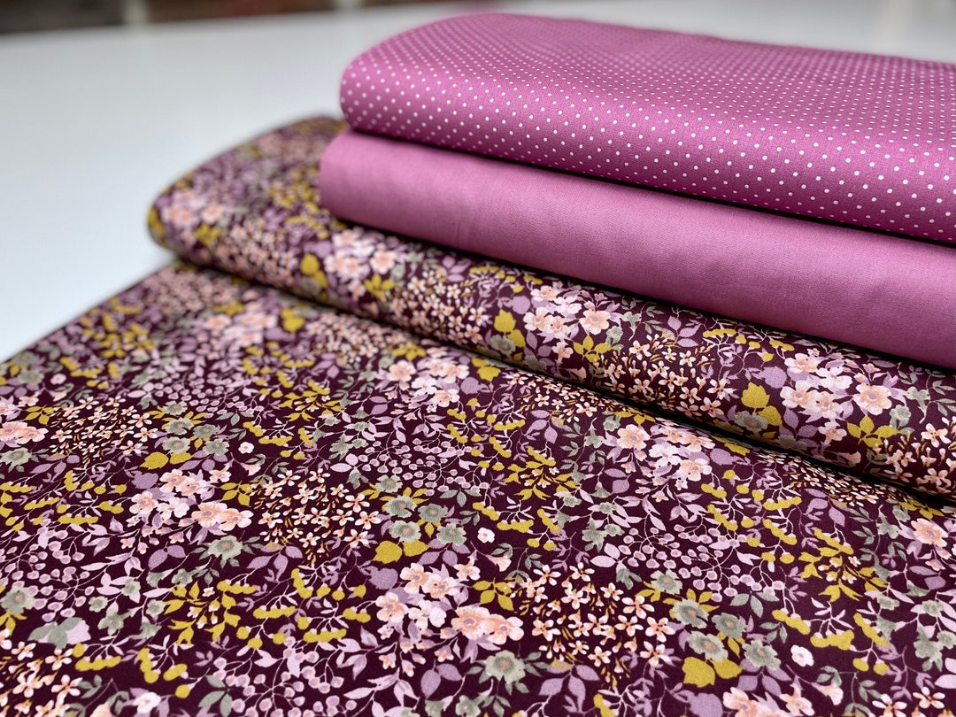 Cotton Fabric Fabric Pack Mauve Flowers Pink Pink Patchwork Fabric ...