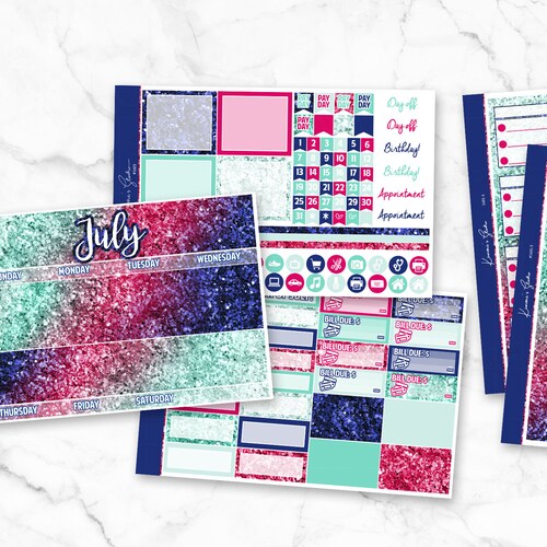 July Monthly Kit Planner Stickers Printable HAPPY PLANNER - Etsy