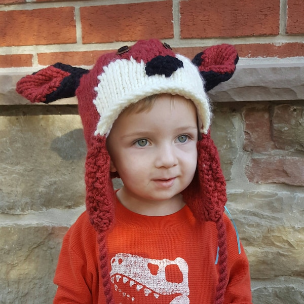 Red Ear Flap Hat - Etsy