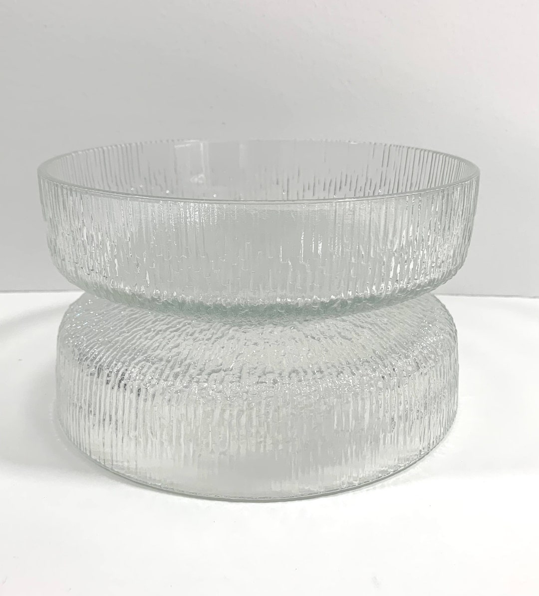 Crystal Ice Bark Icicle Textured Bowl Vintage Indiana Glass Salad Soup ...
