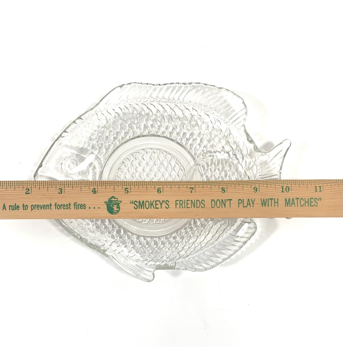 Glass Fish Appetizer Plates Vintage Made in USA Textured Glass Fish ...