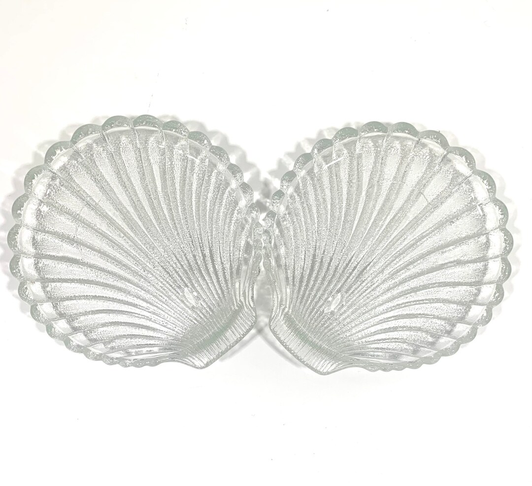 Shell Plates Vintage Anchor Hocking Textured Glass Bread Dessert Plates ...
