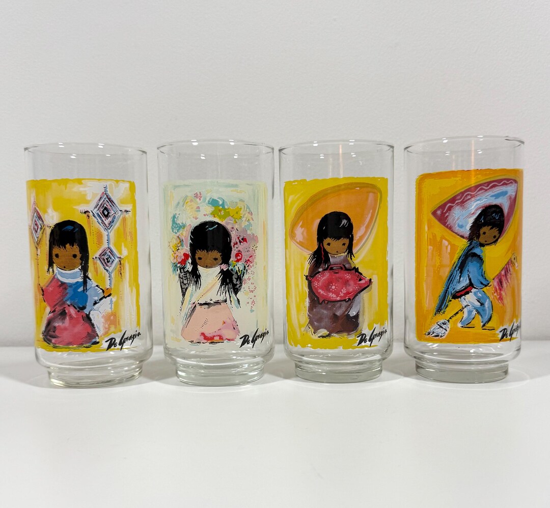 Ted Degrazia Children of the Southwest Drinking Glass Vintage Libbey ...