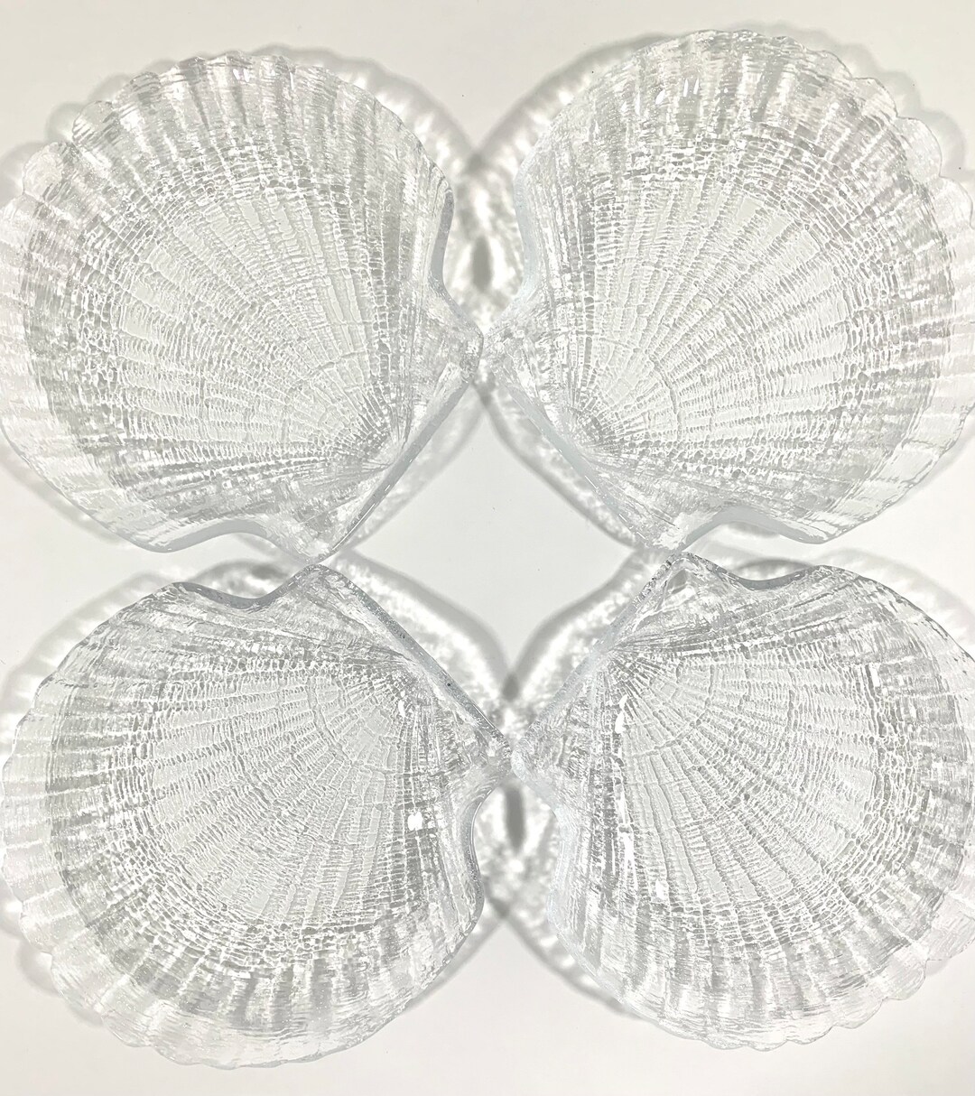 Shell Plates Vintage Textured Glass Salad Appetizer Plates Set of Four ...