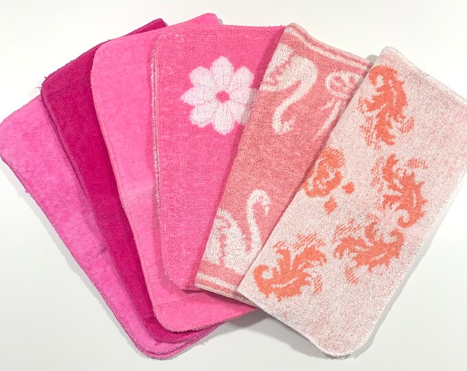 Vintage Pink Washcloths Towels Mix and Match Mismatched Cotton Velour ...