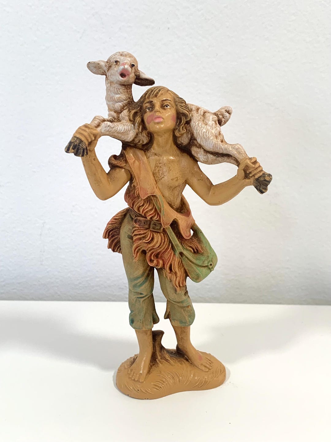 Nativity Figure Gabriel Shepherd With Sheep Vintage Depose Italy ...