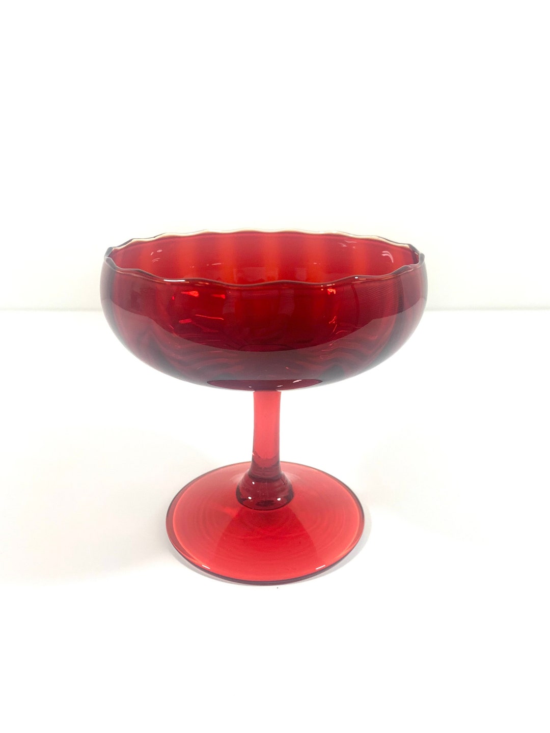 Ruby Red Glass Compote Vintage Pedestal Candy Dish Bowl - Etsy