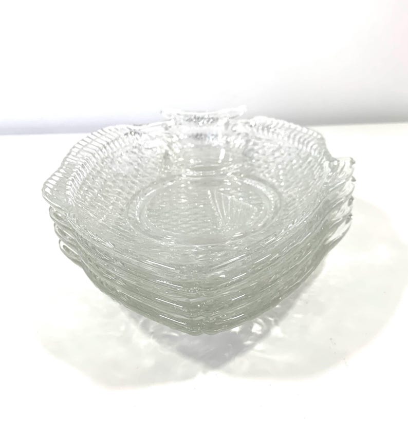 Glass Fish Appetizer Plates Vintage Made in USA Textured Glass Fish ...