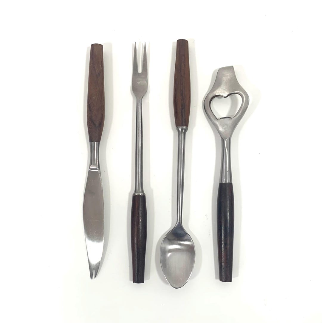 Wood Handle Stainless Bar Cart Cocktail Tools Made in Japan Set of Four ...