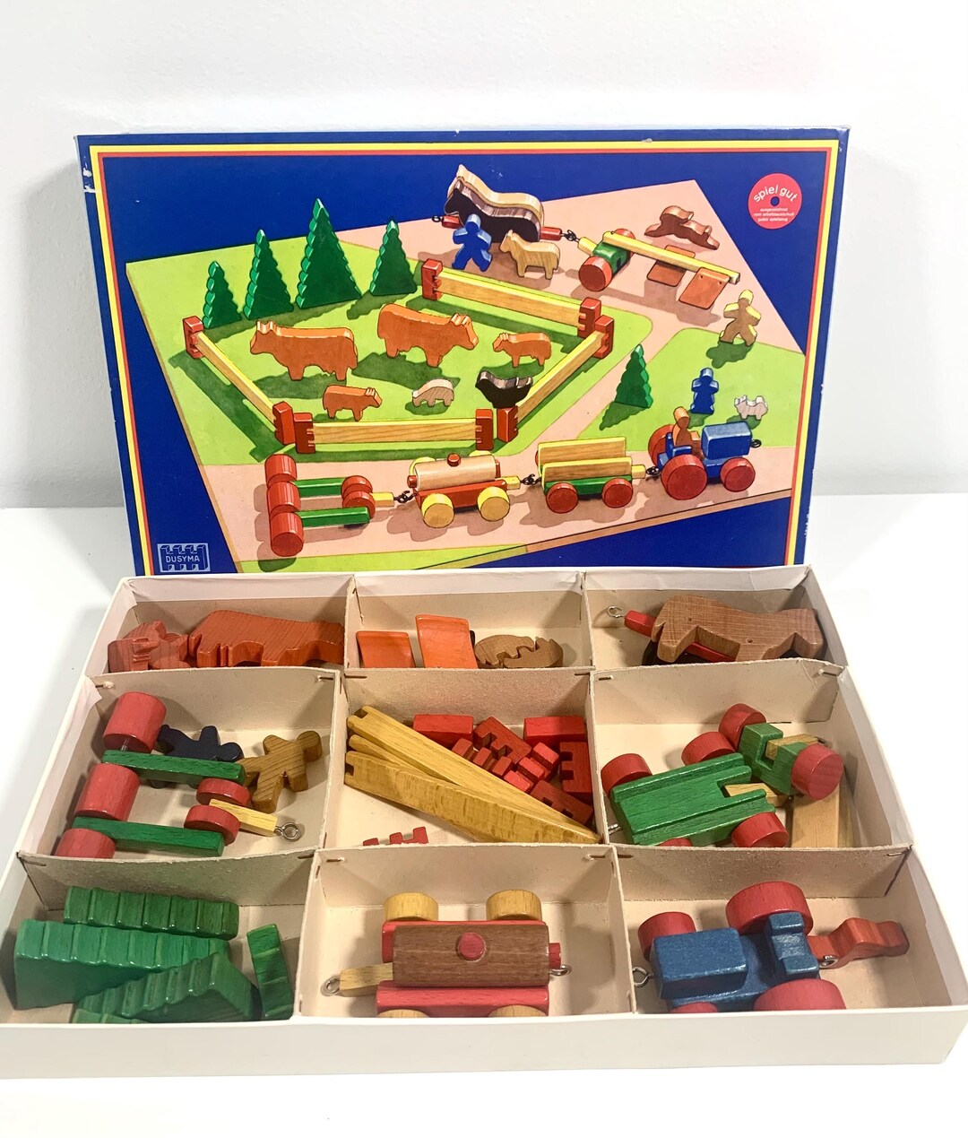 German Miniature Wood Blocks Buildings Animals Trees People Vintage ...