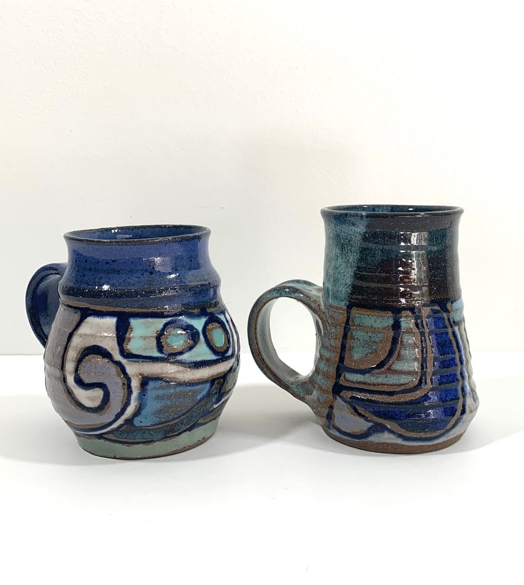 Art Pottery Coffee Cup Mug Mismatched Susan Davis Pottery Coffee Cups ...