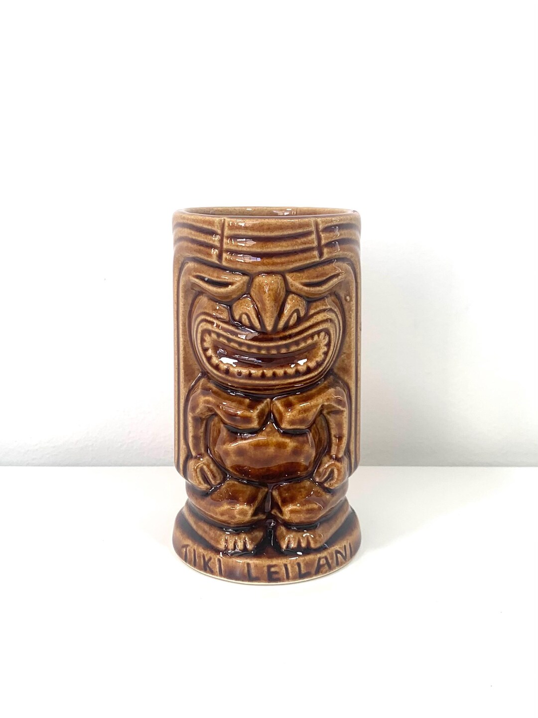 Vintage Tiki Leilani Brown Two Sided Mug Tumbler Cocktail Glass Hawaiian Polynesian Barware - Etsy