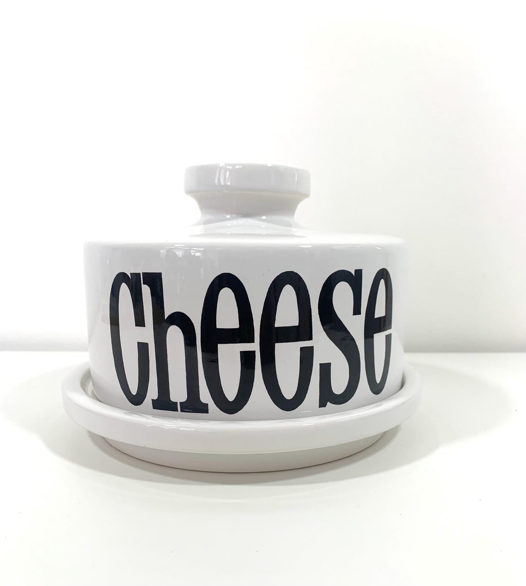 Vintage Covered Typography Cheese Dish, 70s Two Piece Cheese Dome Dish ...