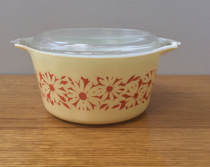 Vintage Pyrex Daisy Pattern 4078 Covered Round Casserole Dish, 1 Quart ...