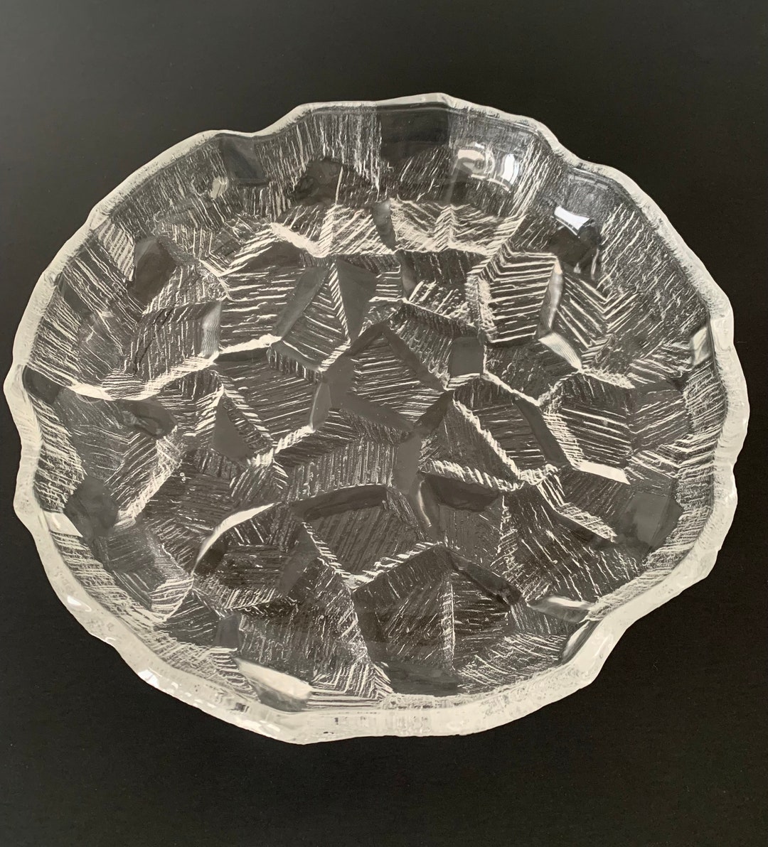 Hoya Iceberg Shallow Bowl Thick Textured Glass Serving Plate Dish - Etsy