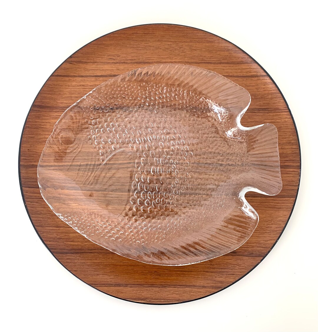 French Glass Fish Plates Vintage Arcoroc Poisson Textured Glass Fish ...