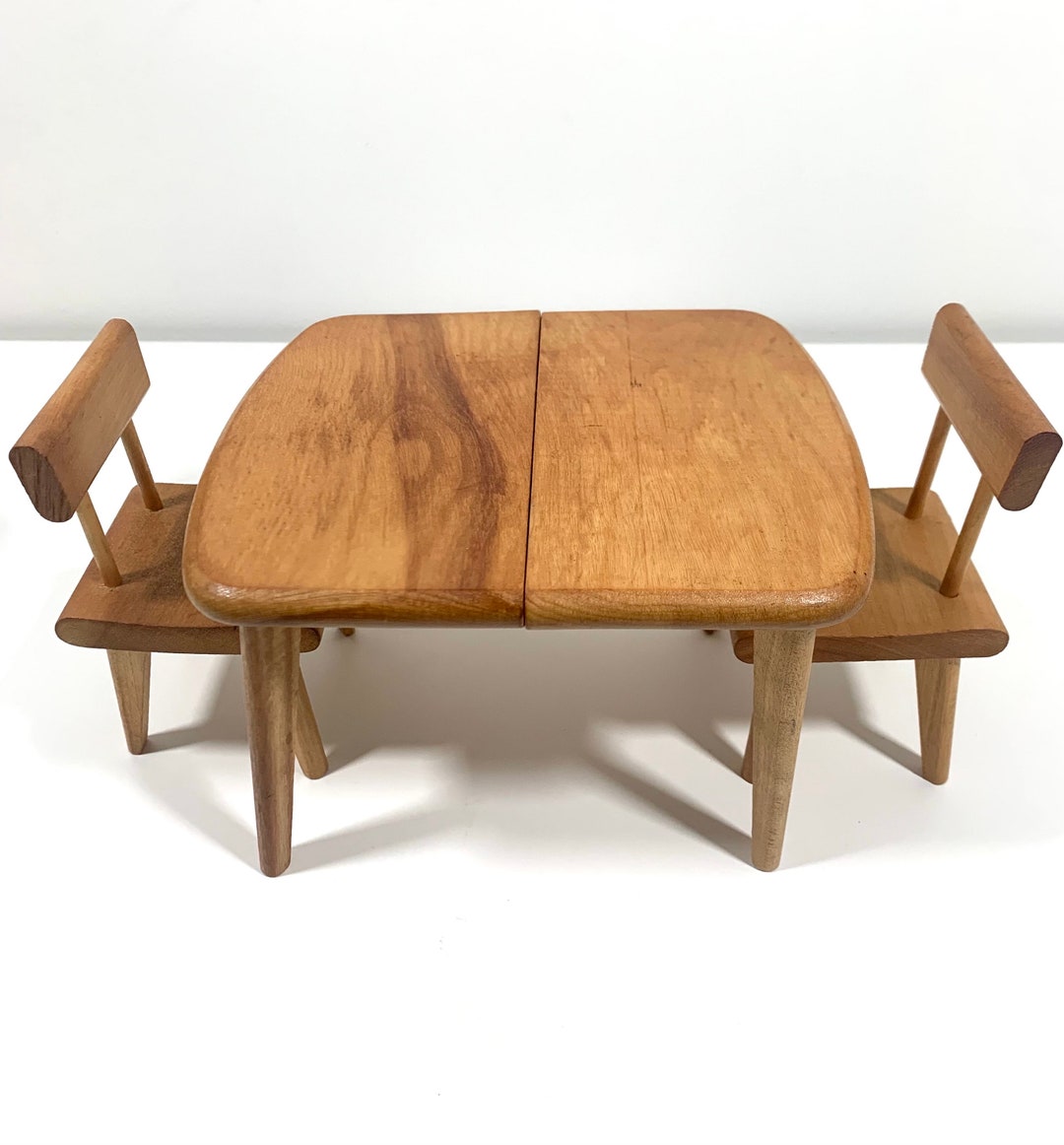 Strombecker Wooden Doll Furniture Dollhouse Table Chair Set Mid Century ...