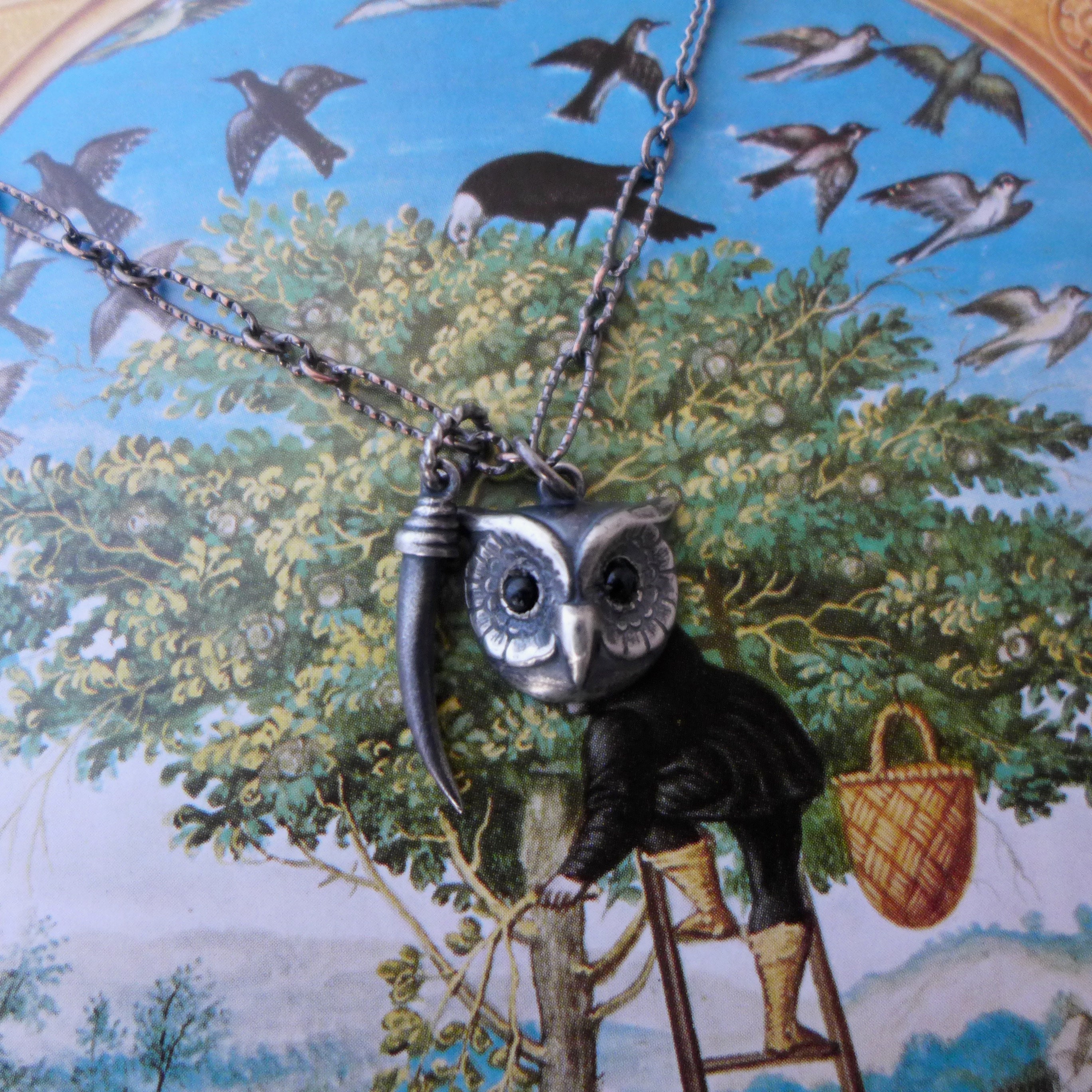 Antique Dark Wise OWL Amulet Charm Necklace - Etsy UK