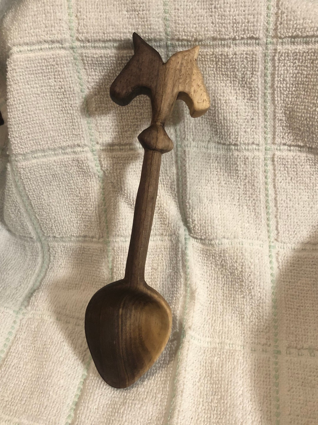 Hand Carved Walnut Wood Spoon: Horse Head Handle, Farmhouse Kitchen - Etsy