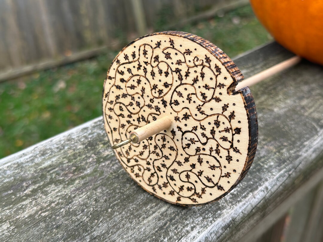Handcrafted Drop Spindle: Top Whorl Fiber Art Tool With Hand-burned ...