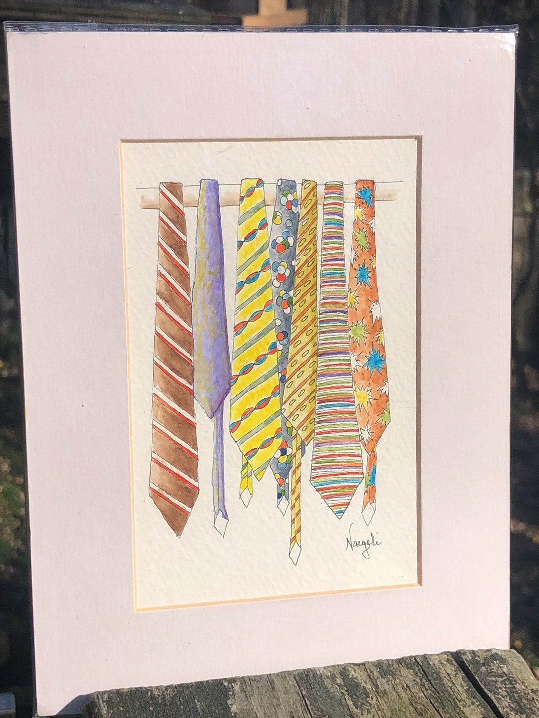 Original Necktie Art, Colored Pencil Drawing, Matted Office Decor - Etsy