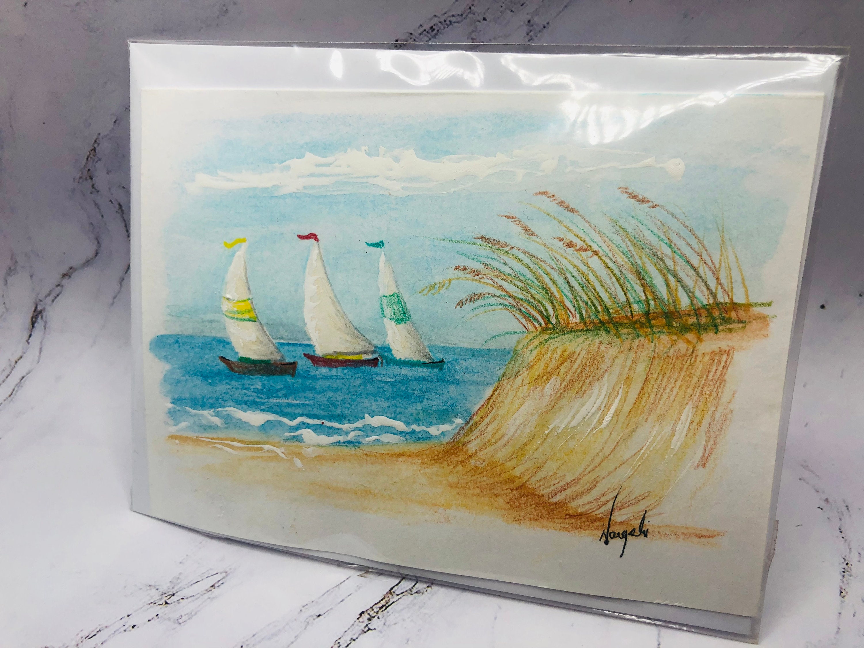 Note Card Original Drawing Frameable Art Blank Inside Greeting, Hand ...