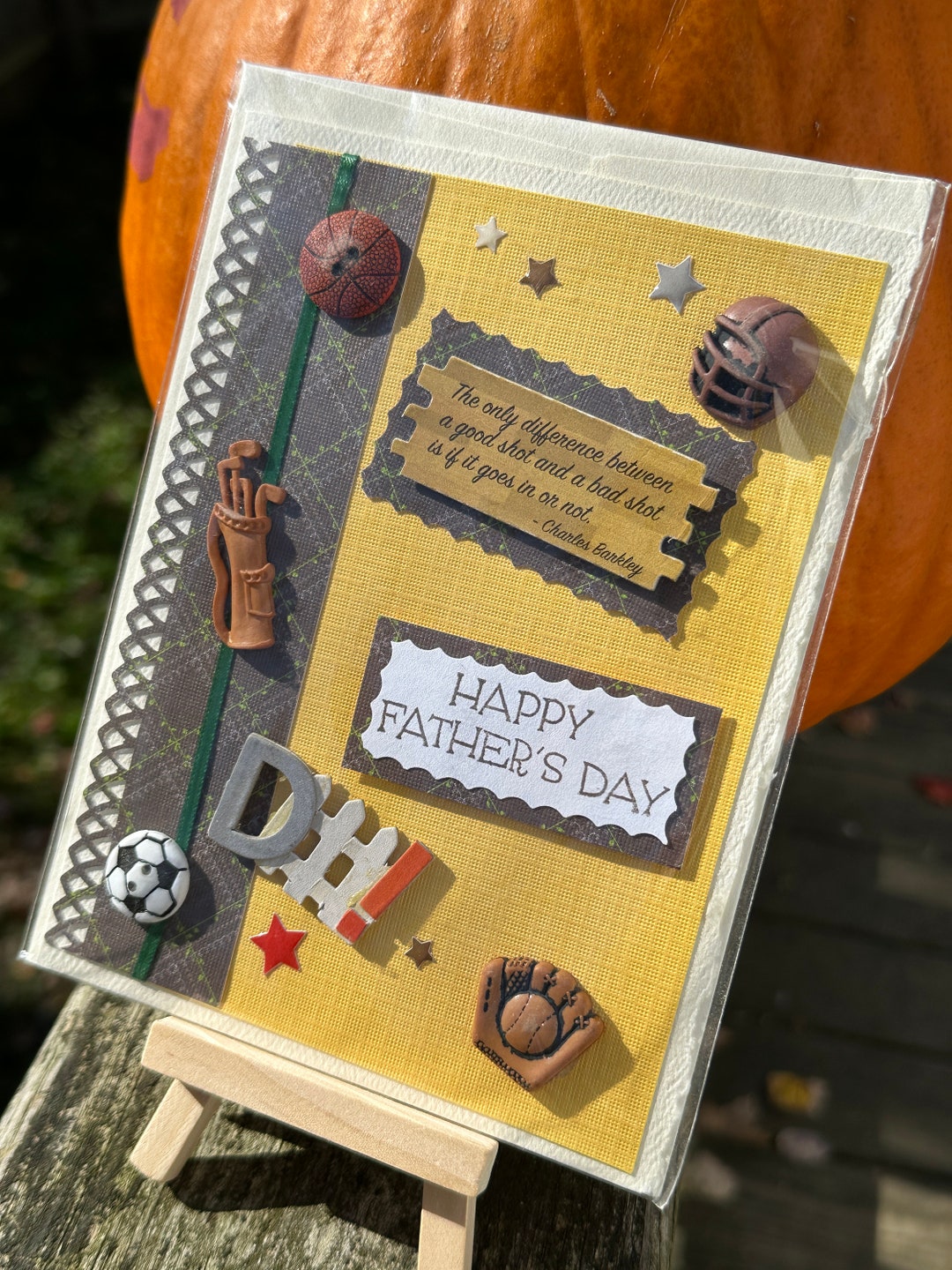 Happy Father's Day Card, Sports Fan Best Dad Embellished Handmade Card ...