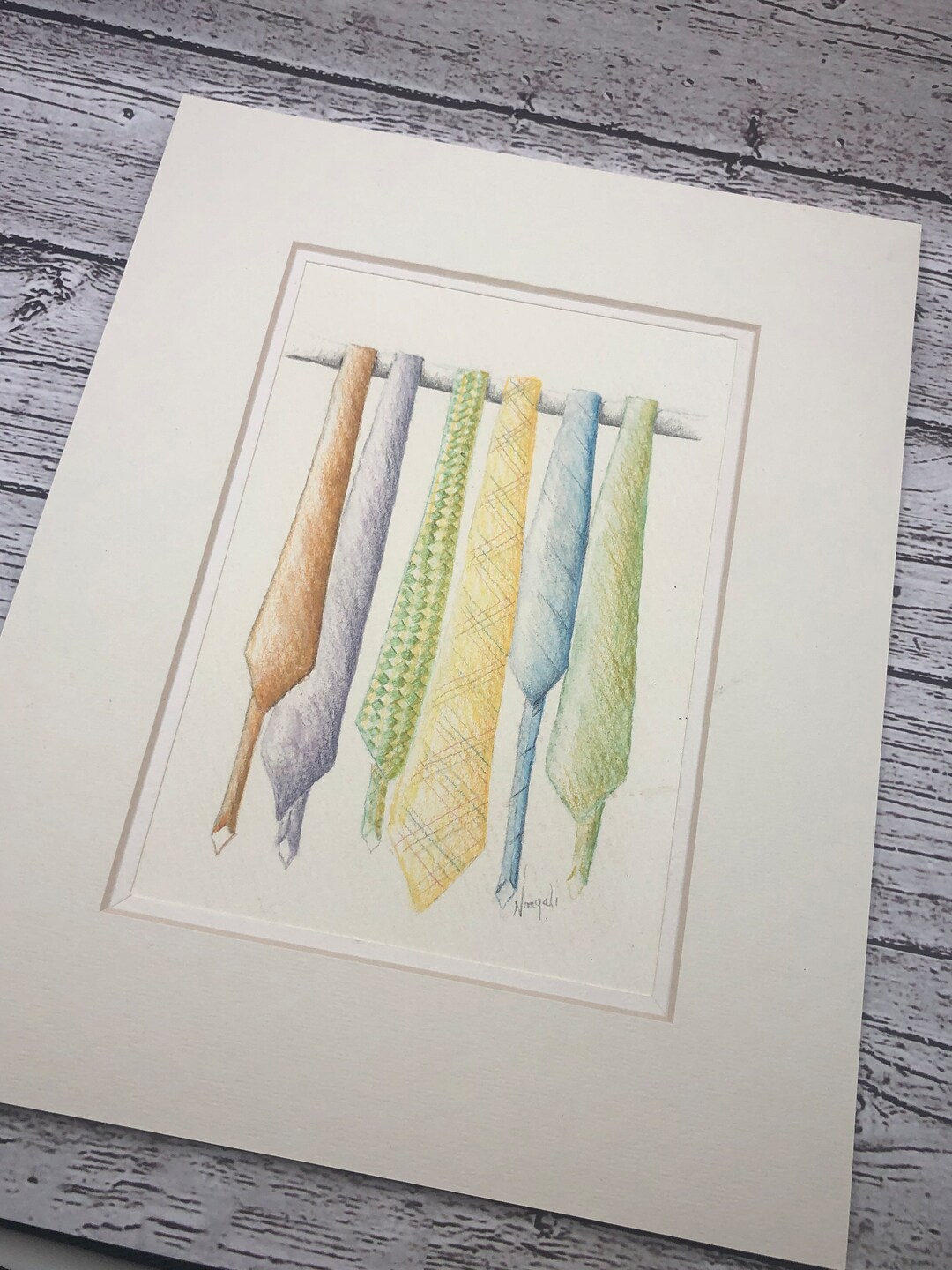 Original Necktie Art: Colored Pencil Drawing, Matted 8x10 - Etsy