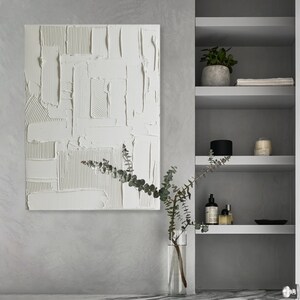 White Textured Canvas Wall Art Abstract White Wall Decor - Etsy