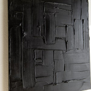 Black Textured Canvas Wall Art, Abstract Black Wall Decor, Modern and ...