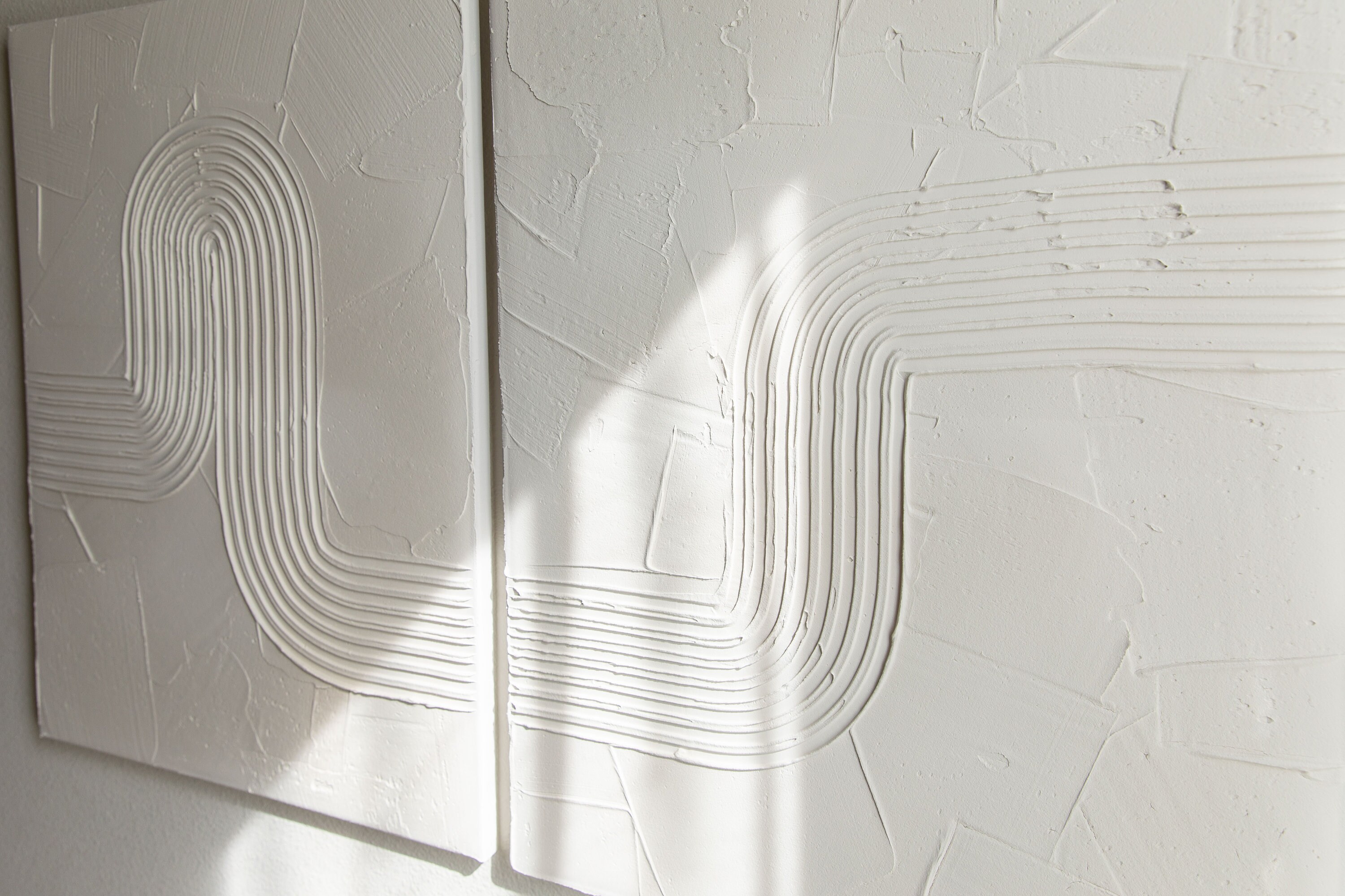 2 PIECE Canvas Textured Art Plaster Art 3d Wall Art - Etsy