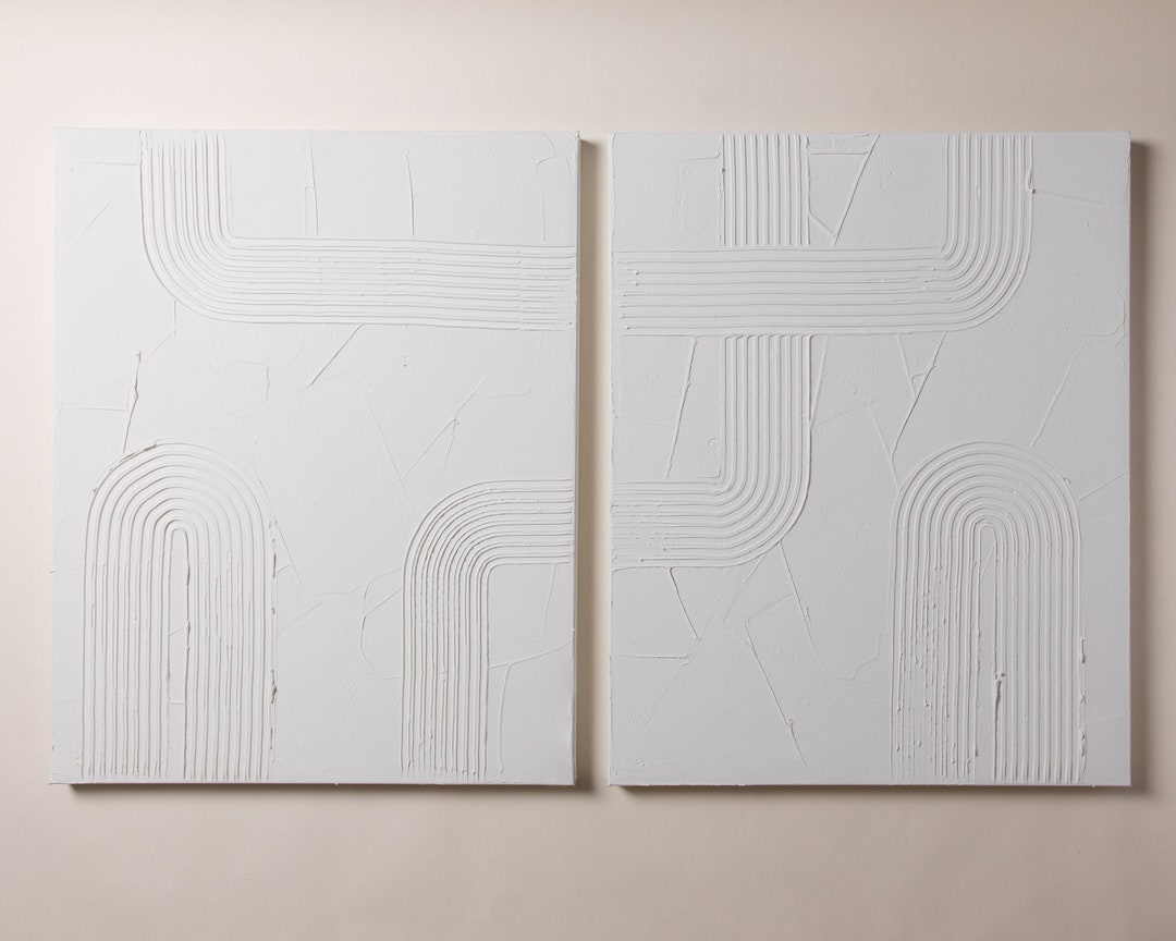2 PIECE Canvas Textured Art Plaster Art 3d Wall Art - Etsy