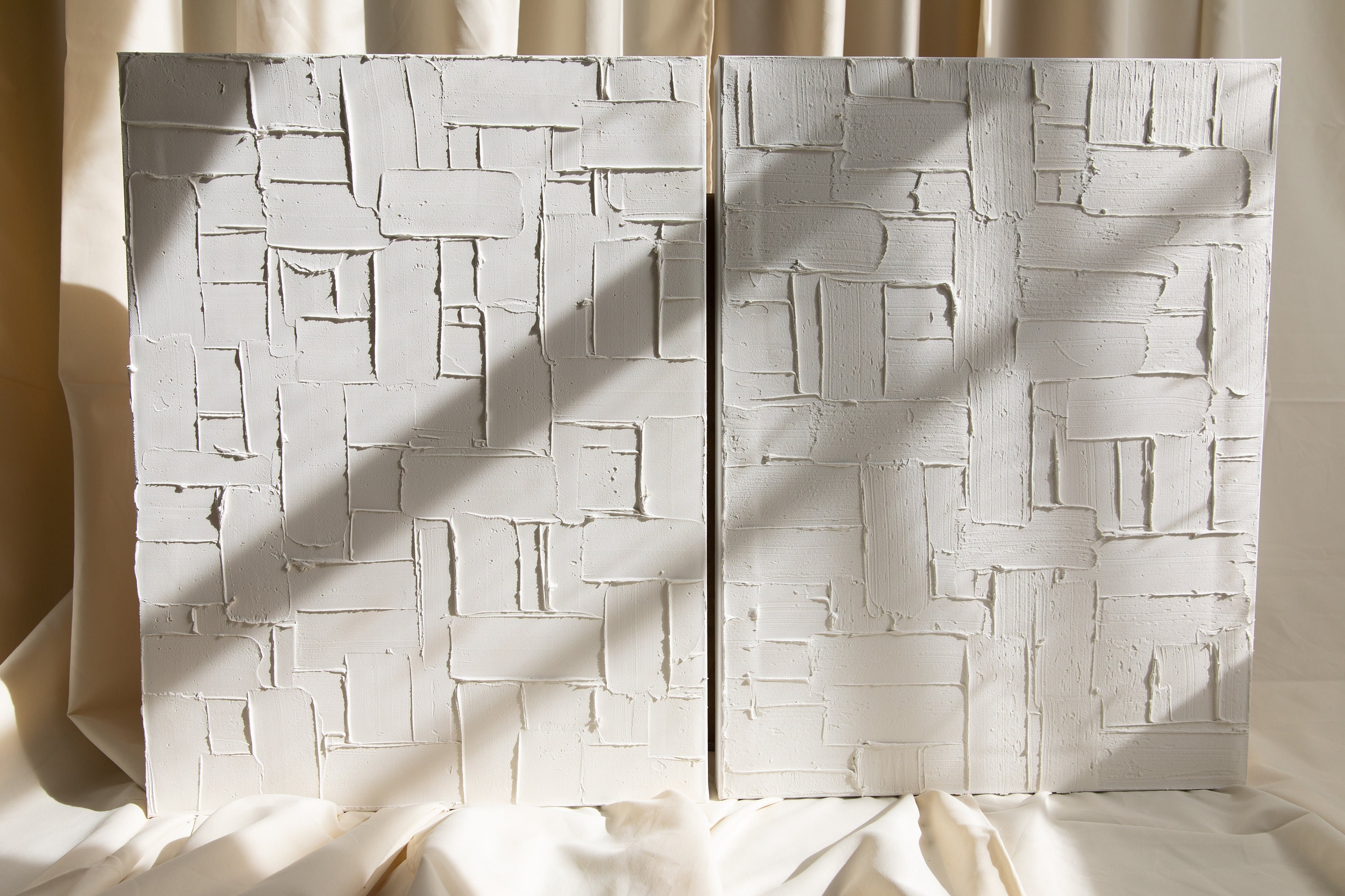 2 PIECE Canvas Textured Art, Plaster Art, 3d Wall Art, Minimalist Home ...