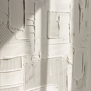 White Textured Canvas Wall Art, Abstract White Wall Decor, Modern and ...