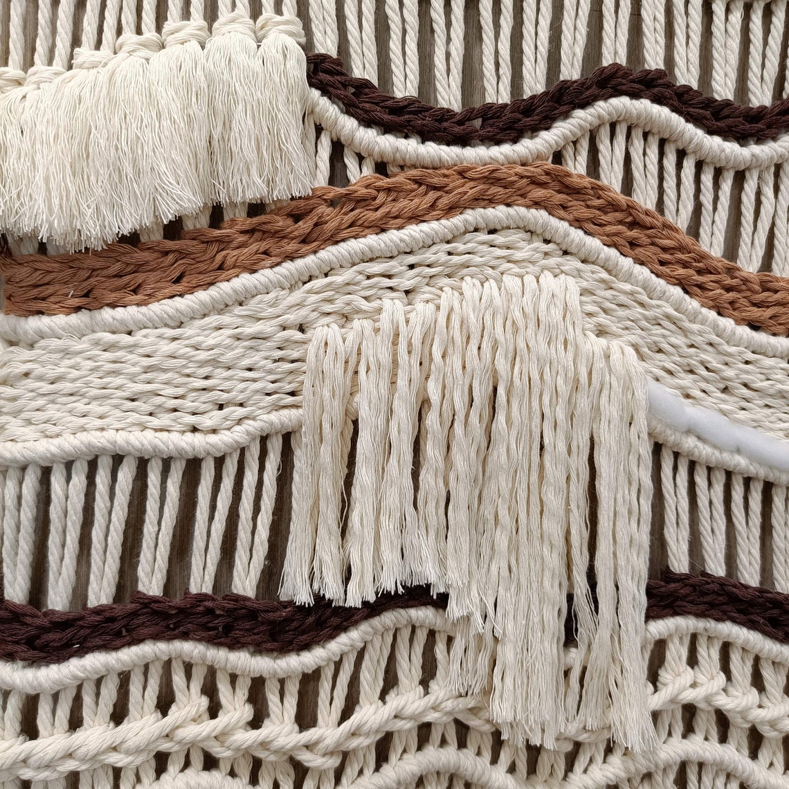 Bohemian Macrame Tapestry Wall Hanging, Modern Large Macrame Yarn Woven ...
