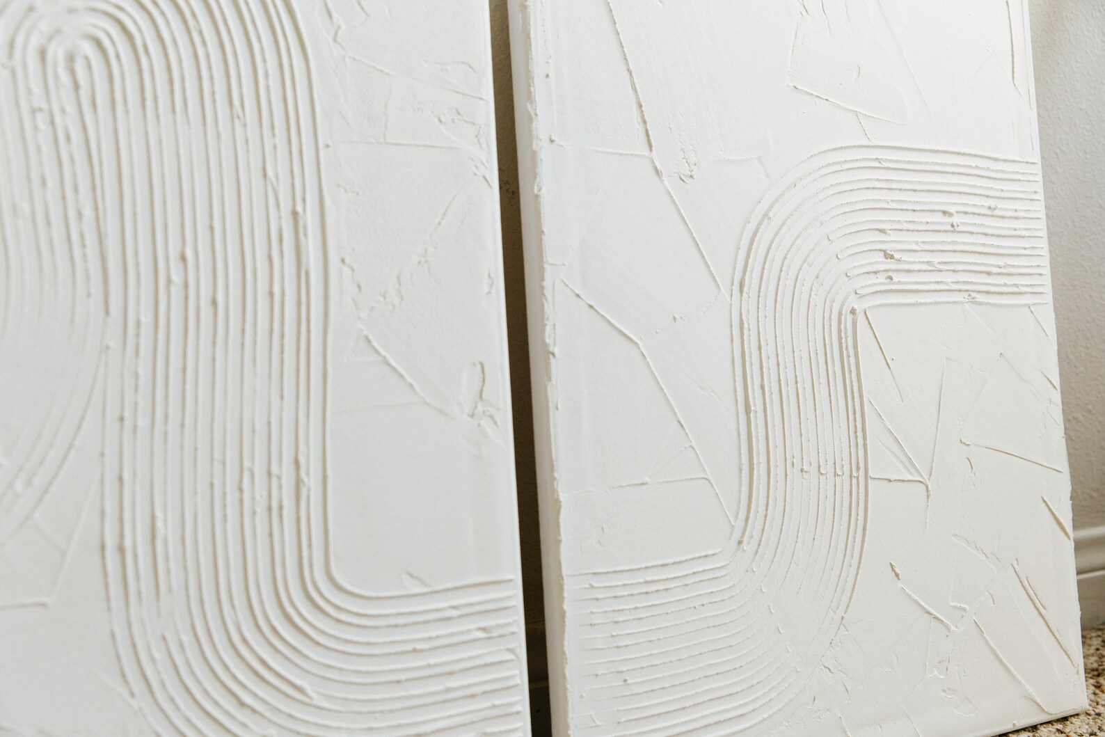 2 PIECE Canvas Textured Art Plaster Art 3d Wall Art | Etsy