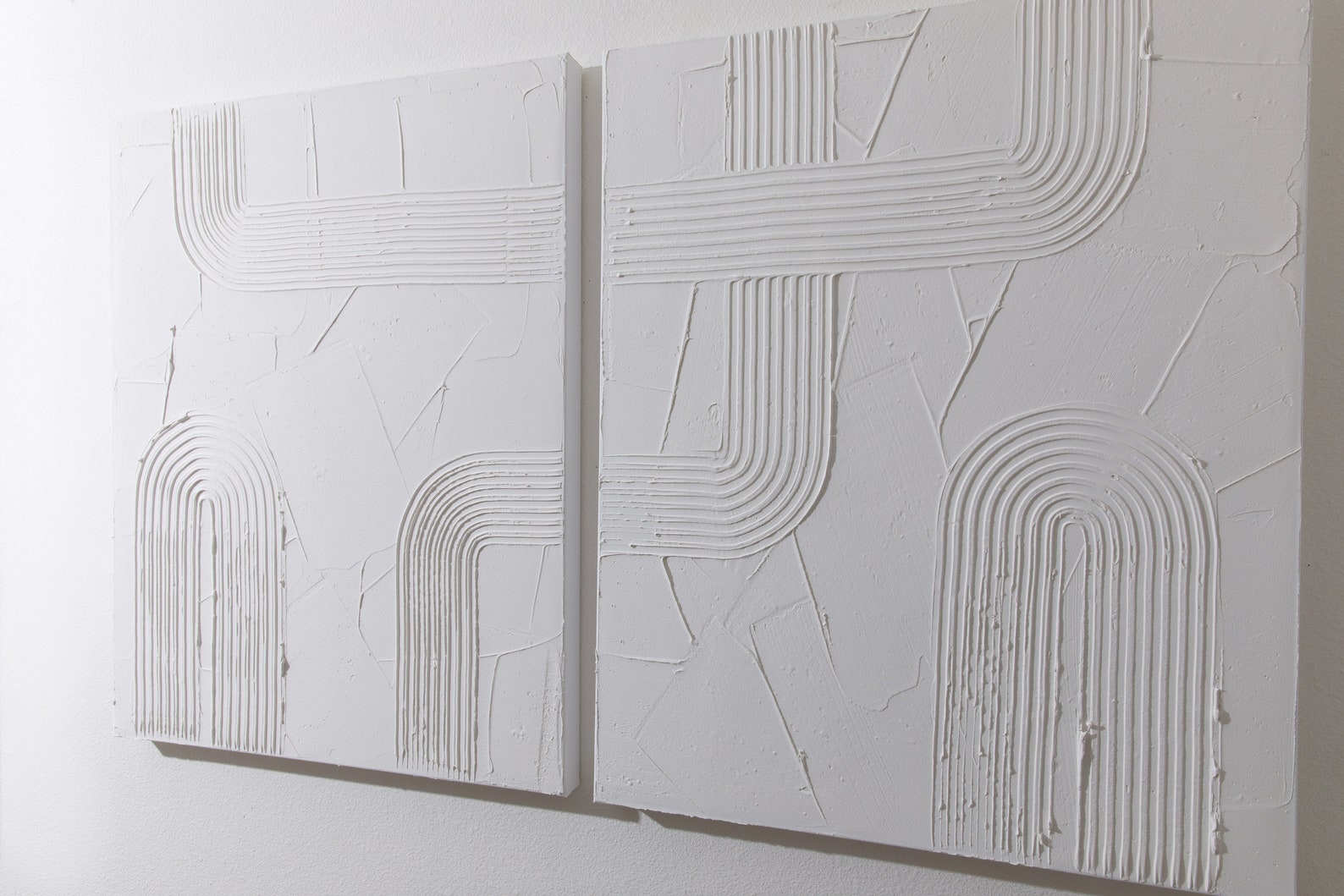 2 PIECE Canvas Textured Art, Plaster Art, 3d Wall Art, Minimalist Home ...