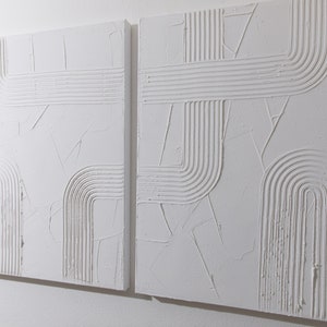 2 PIECE Canvas Textured Art, Plaster Art, 3d Wall Art, Minimalist Home ...